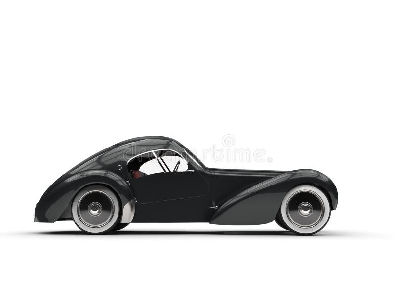 Black Vintage Concept Car - Left Side View Editorial Photo - Image of ...