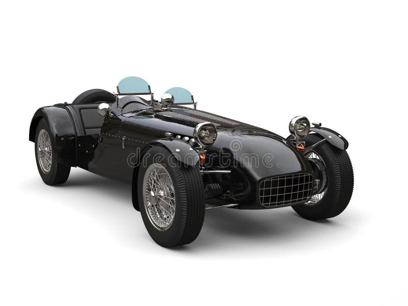 Black Vintage Open Wheel Racing Car Stock Illustration - Illustration ...
