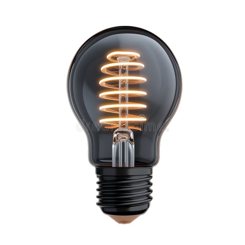 Black Vintage Style Lightbulb Visible Glowing Filament Transparent ...