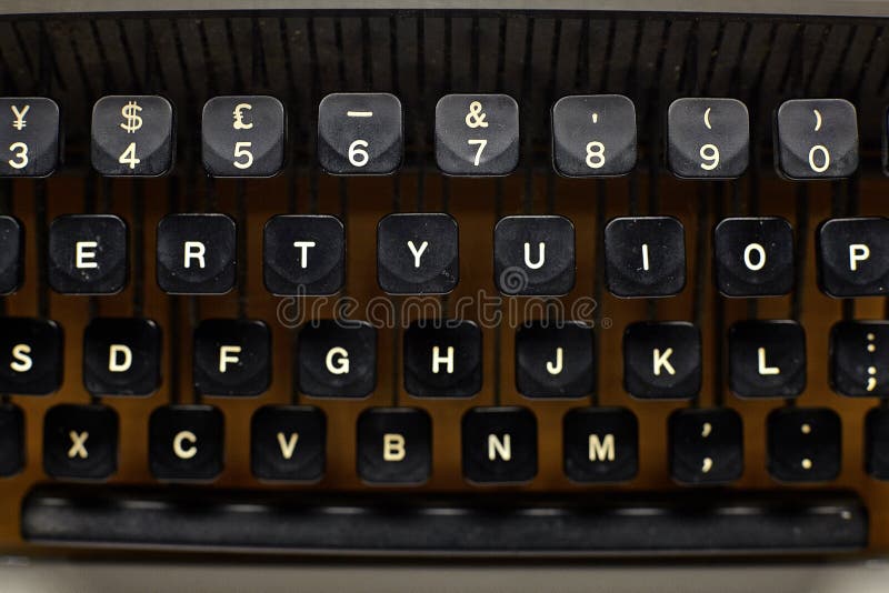 Black Vintage Typewriter Close Up on Keys. Stock Image - Image of keys ...