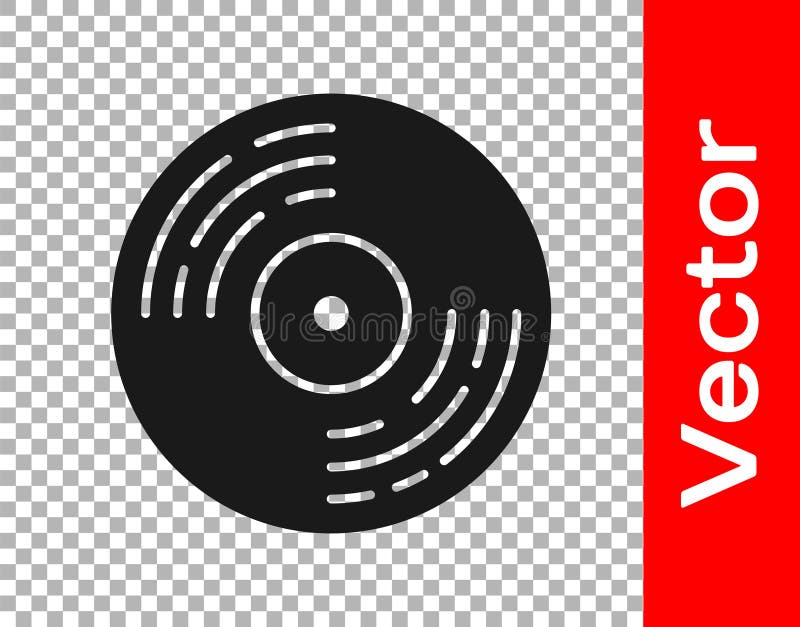 Black Vinyl Disk Icon Isolated on Transparent Background. Vector Stock ...