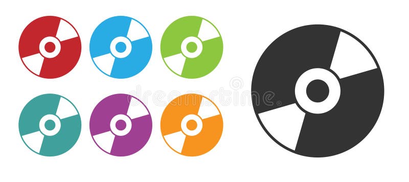 Black Vinyl Disk Icon Isolated on White Background. Set Icons Colorful ...
