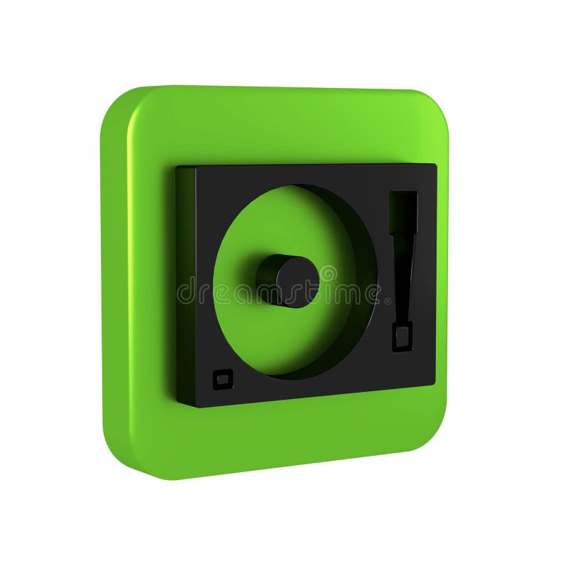 Black Vinyl Player with a Vinyl Disk Icon Isolated on Transparent ...