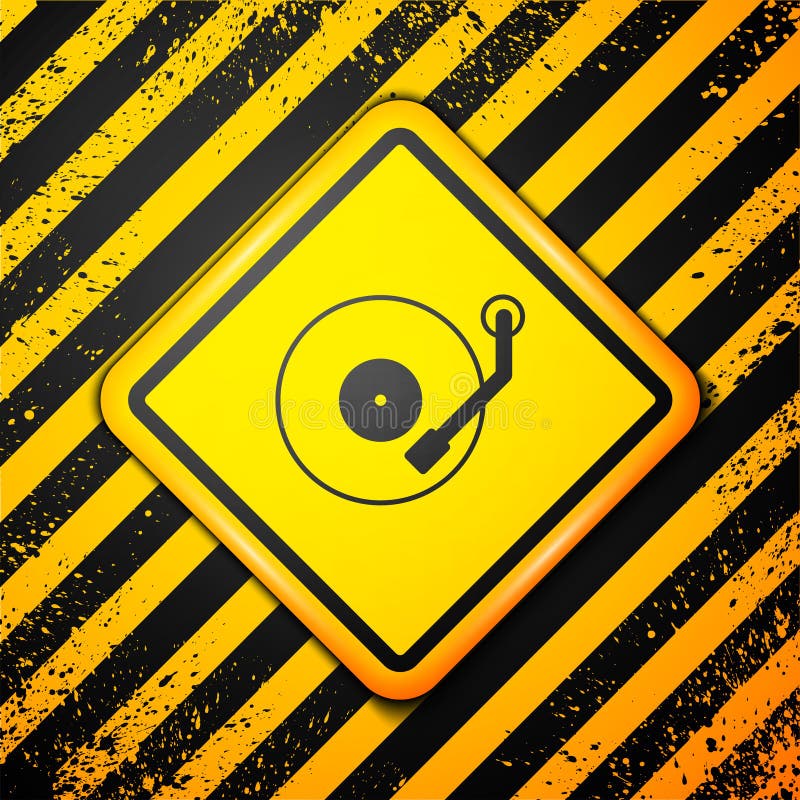 Black Vinyl Player with a Vinyl Disk Icon Isolated on Yellow Background ...