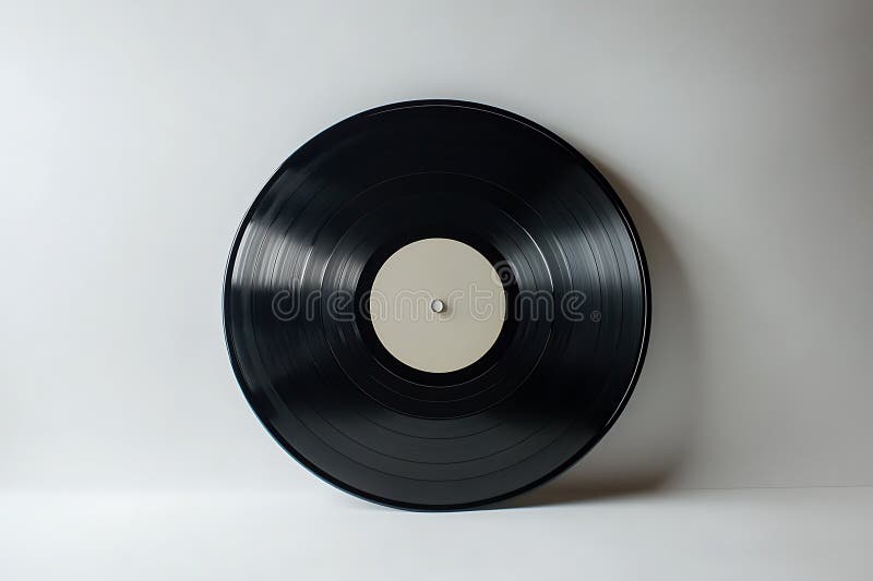 Black Vinyl Record with Blank Label on White Background Stock ...