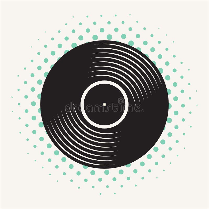 Black Vinyl Record Disc Flat Concept Vector Illustration Stock Vector ...
