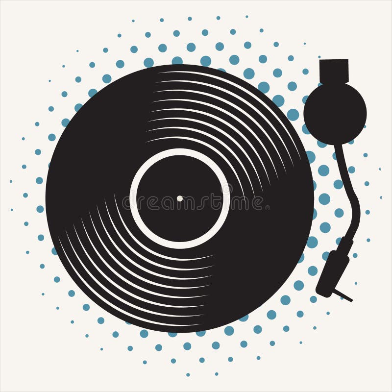 Black Vinyl Record Disc Flat Retro Concept Vector Illustration Stock ...
