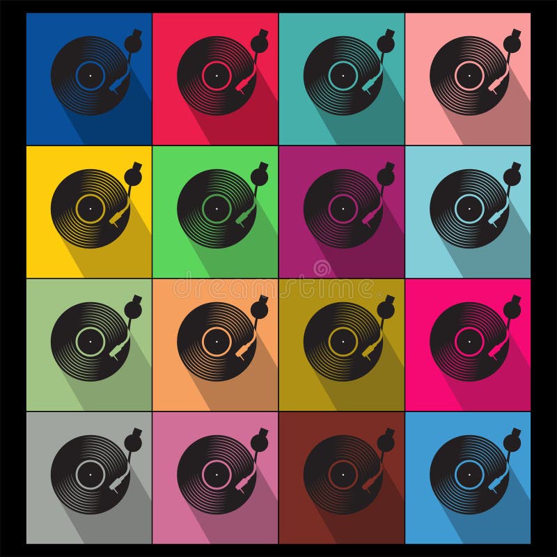 Black Vinyl Record Disc Flat Concept Vector Illustration Stock Vector ...