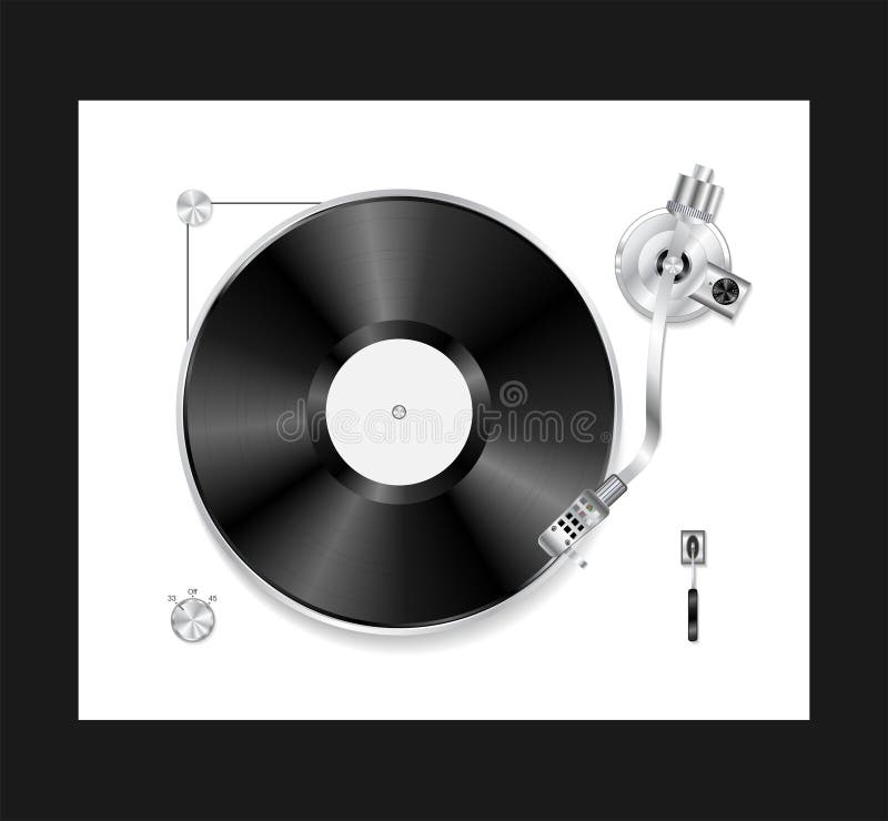 Black Vinyl Record Disc Flat Concept Vector Illustration Stock Vector ...