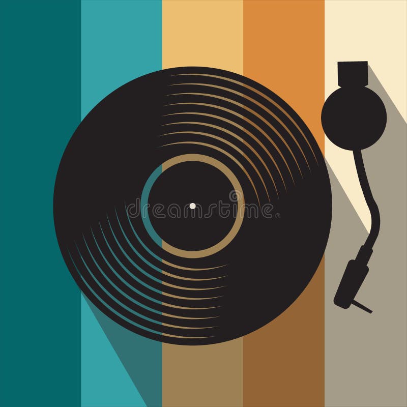 Black Vinyl Record Disc Flat Retro Concept Vector Illustration Stock ...