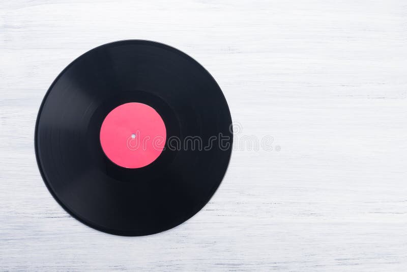 Black Vinyl Record on Gray Wooden Background Stock Photo - Image of ...