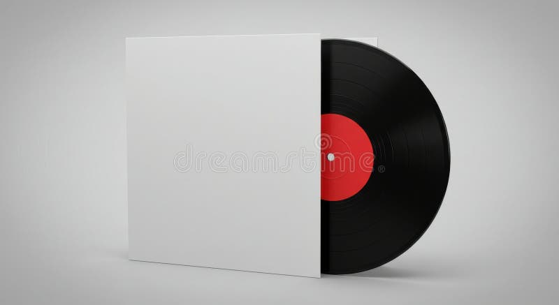 Black Vinyl Record Partially in a Plain White Paper Sleeve Stock ...
