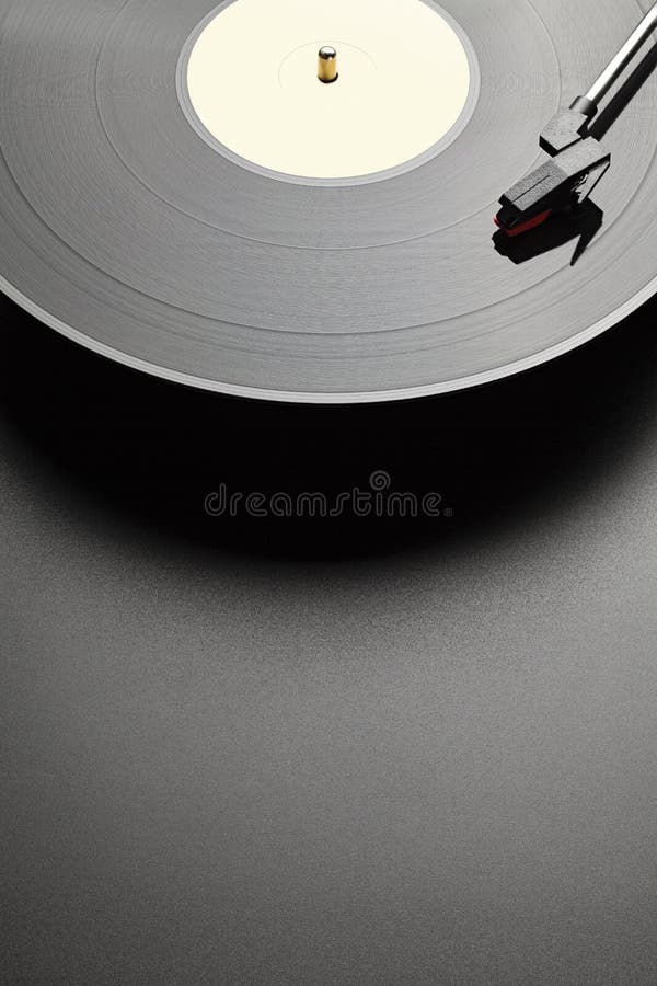 Black Vinyl Record Player on Black Table Background Stock Image - Image ...
