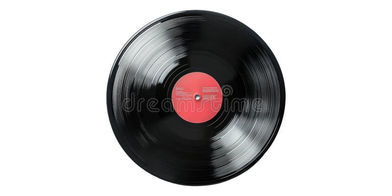 Black Vinyl Record with Red Label Isolated on Transparent Background ...