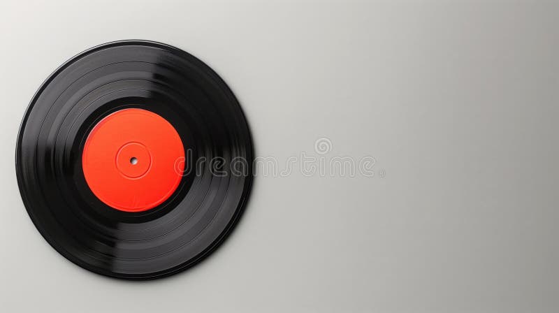A Black Vinyl Record with a Red Label Sits on a White Surface Stock ...