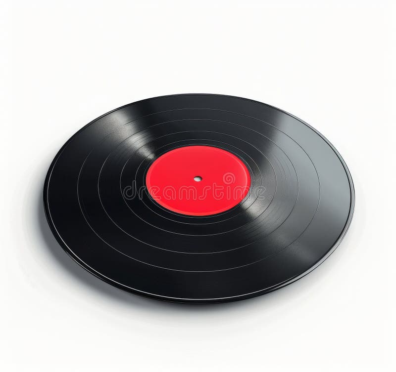 Black Record Red Label Sits White Background Stock Photos - Free ...