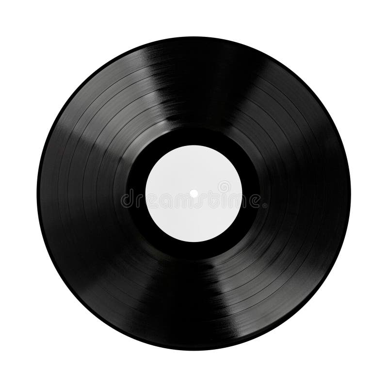 Black Vinyl Record with White Blank Label. 3d Rendering Stock ...