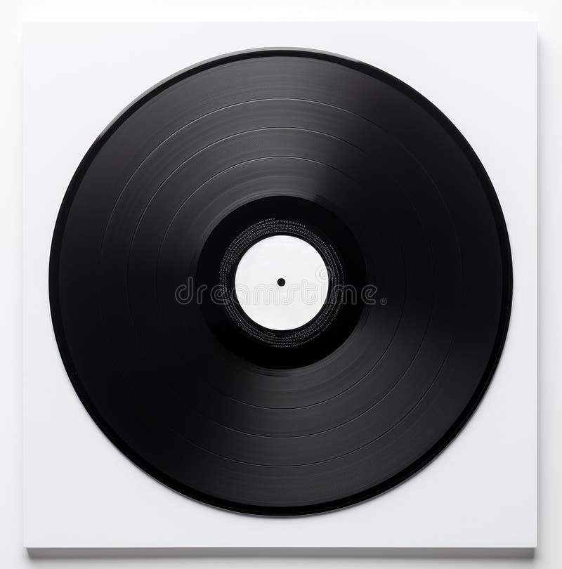 Black Vinyl Record with White Label Stock Illustration - Illustration ...