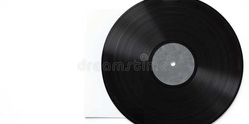 A Black Vinyl Record on a White Surface with a Gray Label in the Center ...