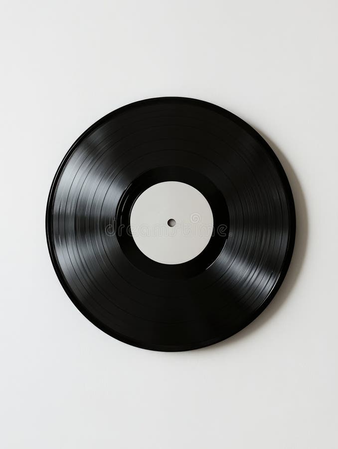 Black Vinyl Record on White Wall Stock Illustration - Illustration of ...