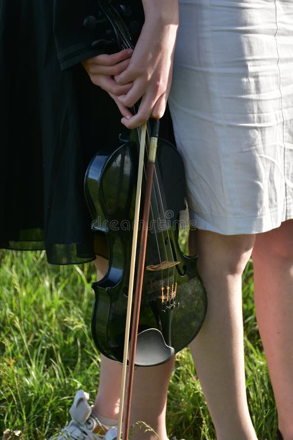 Black violin and bow stock photo. Image of landscape - 233817578