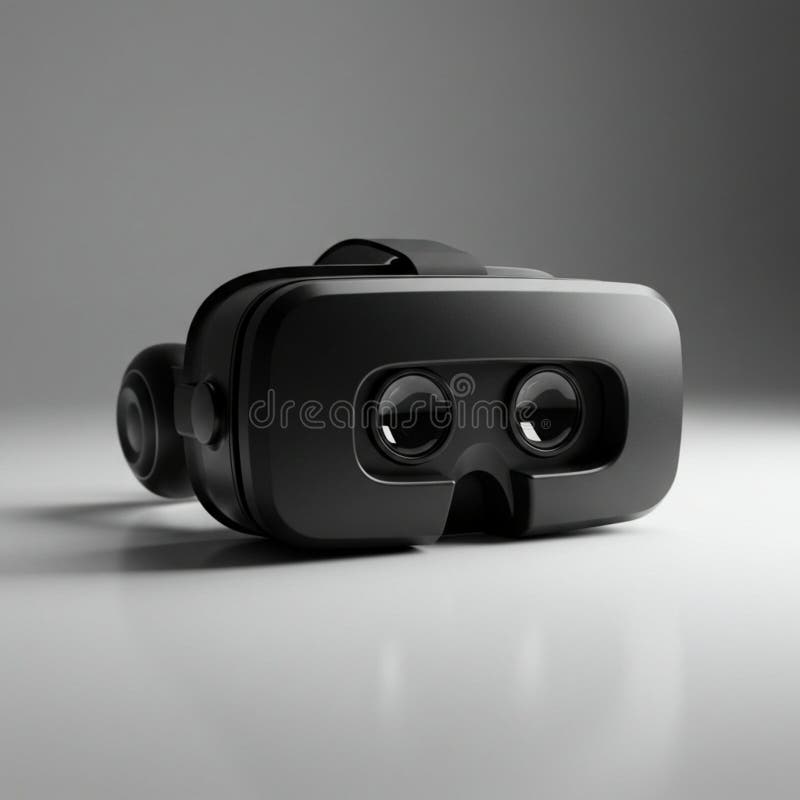 A Black Virtual Reality Headset with Dual Lenses on the Front. the ...