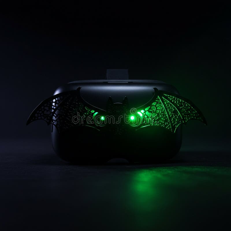 A Black Virtual Reality Headset is Embellished with a Decorative Bat ...