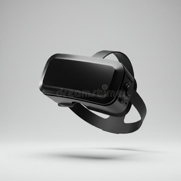 Black Virtual Reality Headset with Smooth, Streamlined Design, Featuring a Prominent Stock ...