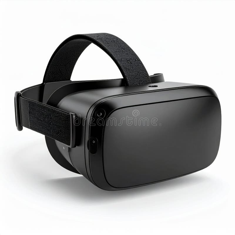 Black Virtual Reality Headset on White Background Stock Illustration ...