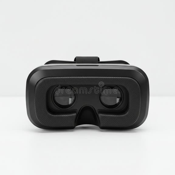 A Black Virtual Reality (VR) Headset with Two Round Lenses at the Front ...