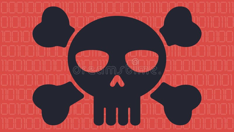 A Black Virus Skull with a Zero-one Code Behind it in the Background ...