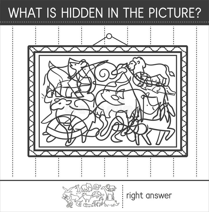 Black Visual Game What is Hidden Stock Vector - Illustration of ...