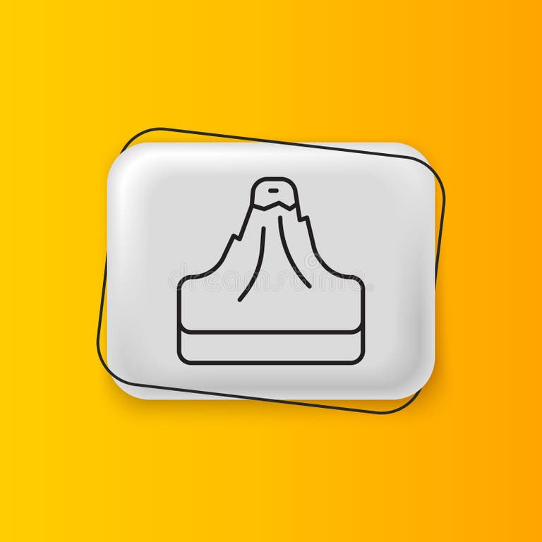 Black Volcano Icon Isolated on Yellow Background. Silver Rectangle Button Stock Illustration ...