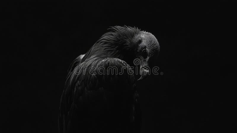 Black Vulture Silhouette in Dark Night Setting Stock Illustration ...