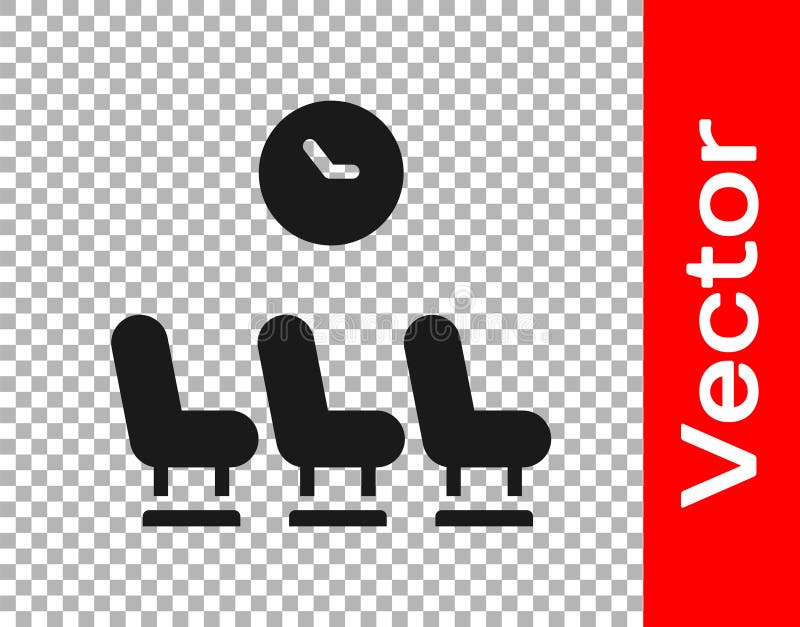 Black Waiting Room Icon Isolated on Transparent Background. Vector ...