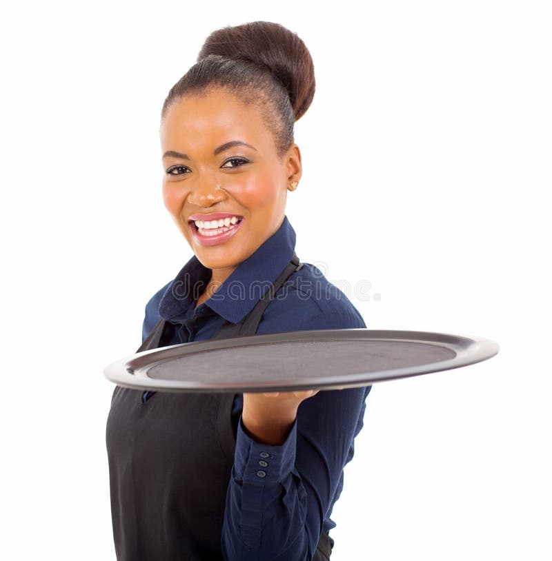Black Waitress Serving Food