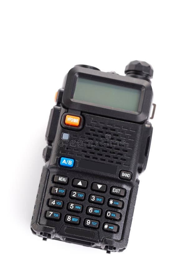 Black Walkie-talkie Radio Communication Device Isolated on White Stock ...