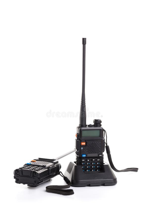 Black Walkie-talkie Radio Communication Device Isolated on White Stock ...