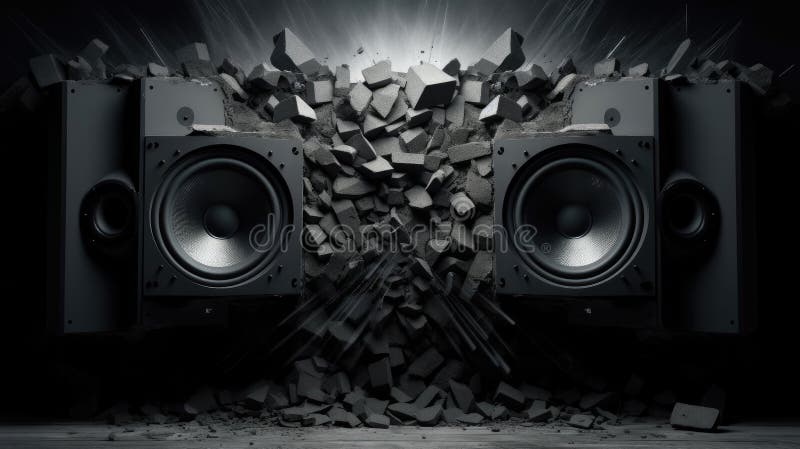 Black and Wall Breaks from Sound with Loudspeaker Stock Illustration ...