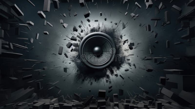 Black and Wall Breaks from Sound with Loudspeaker Stock Illustration ...