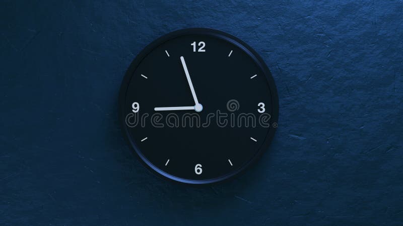 Black Wall Clock Night Time, 3d Render Stock Illustration ...