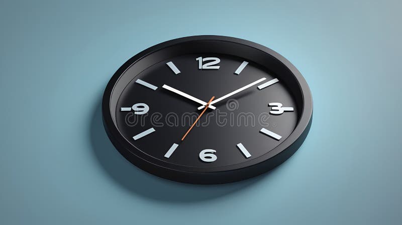 Black Wall Clock Time stock illustration. Illustration of simple ...