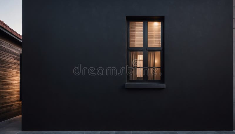 Black Wall with Window and Dramatic Lighting on House Ai Generated ...