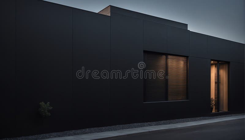 Black Wall with Window and Dramatic Lighting on House Ai Generated ...