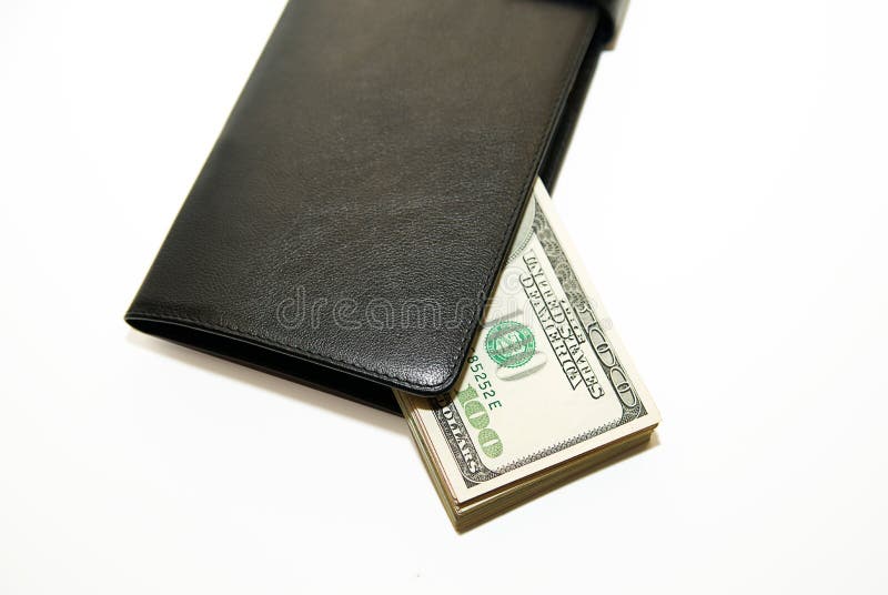 Black Wallet with Banknotes of US Dollars Inside Stock Image - Image of ...