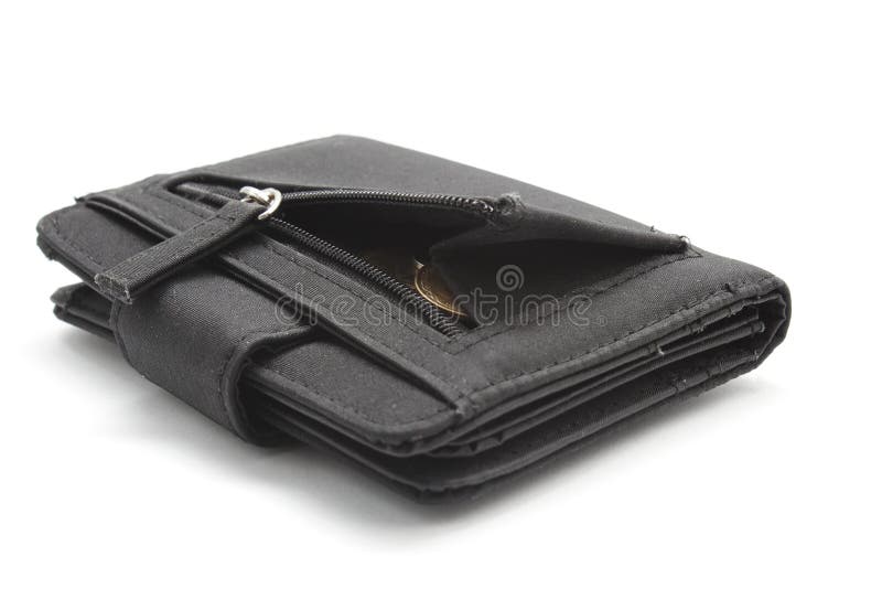 Black wallet with coins stock image. Image of wallet - 14683617
