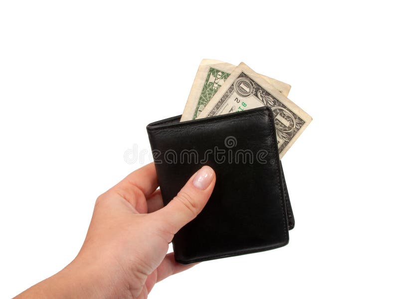Black Wallet in Hand Isolated on the White Stock Image - Image of ...