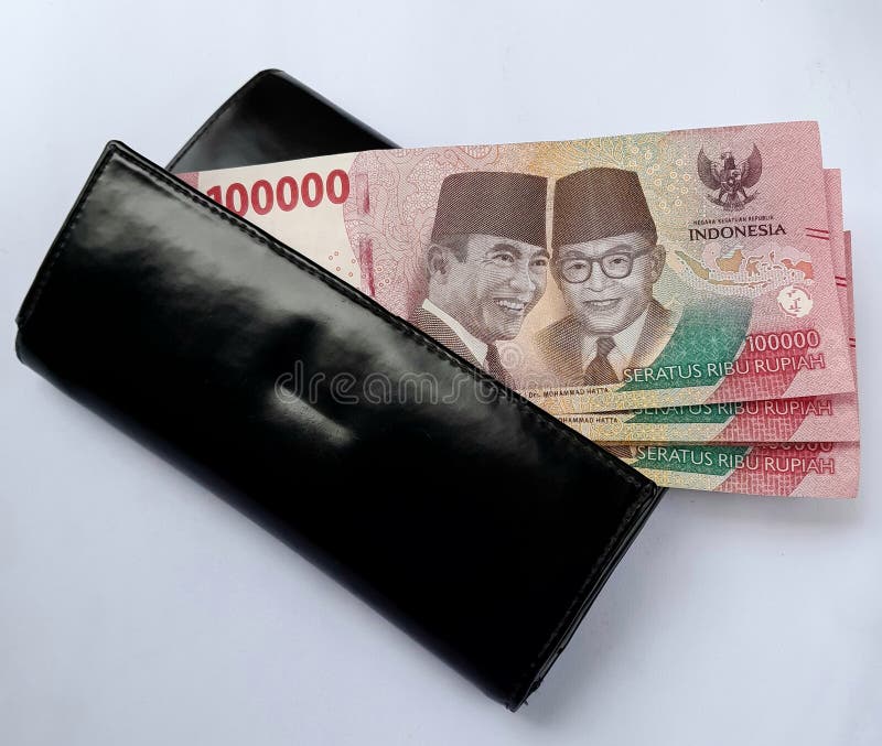 Black Wallet with Indonesian Rupiah Money Stock Image - Image of black ...