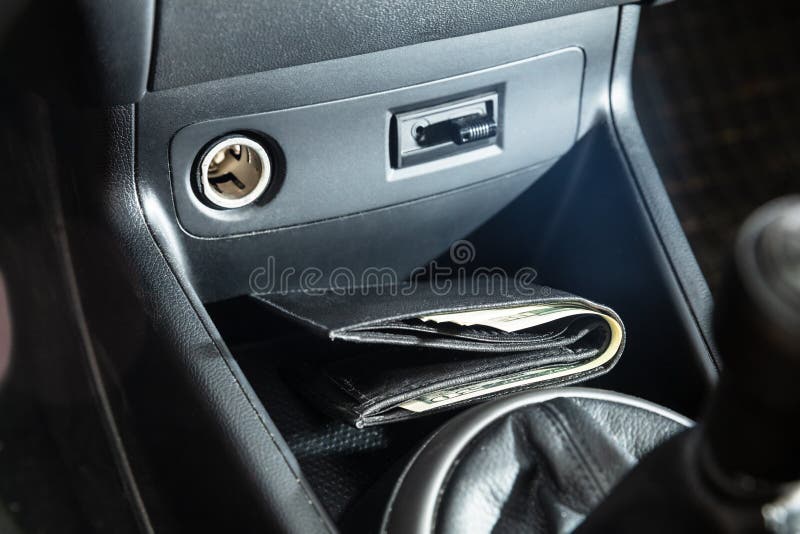 Black Wallet Inside Car stock image. Image of left, pocket - 210607687
