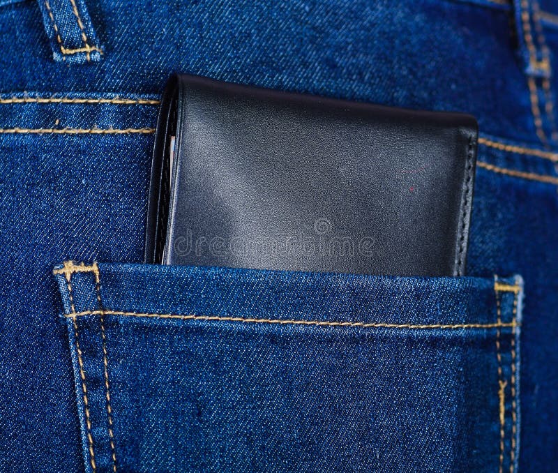 Black Wallet Inside of Jeans Back Pocket Stock Image - Image of empty ...